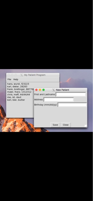 GUI Development. Implement a patient management | Chegg.com