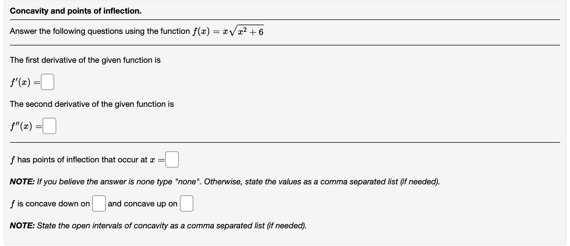 Solved Concavity and points of inflection.Answer the | Chegg.com