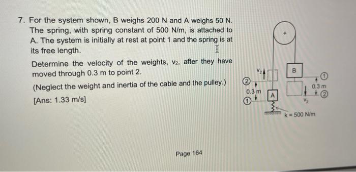Solved 7. For the system shown, B weighs 200 N and A weighs | Chegg.com