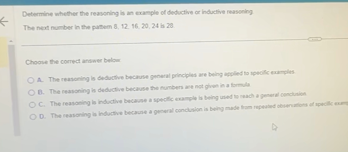 Solved Determine whether the reasoning is an example of | Chegg.com