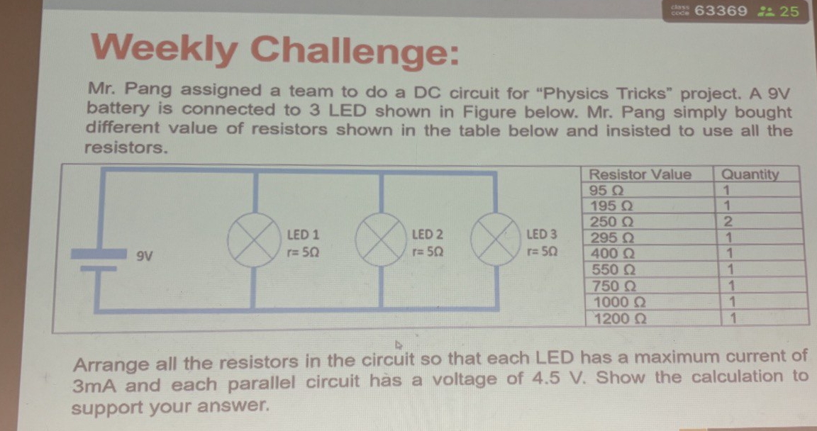 Solved Weekly Challenge:Mr. ﻿Pang assigned a team to do a DC | Chegg.com