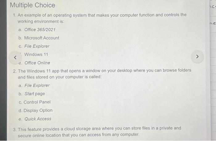 Solved Multiple Choice 1. An example of an operating system | Chegg.com