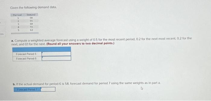 Solved Given the following demand data. 0. Compute a | Chegg.com