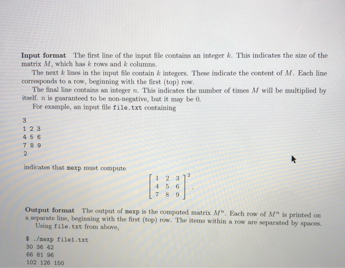 Solved 1.5 mexp: Matrix manipulation Write a program mexp | Chegg.com