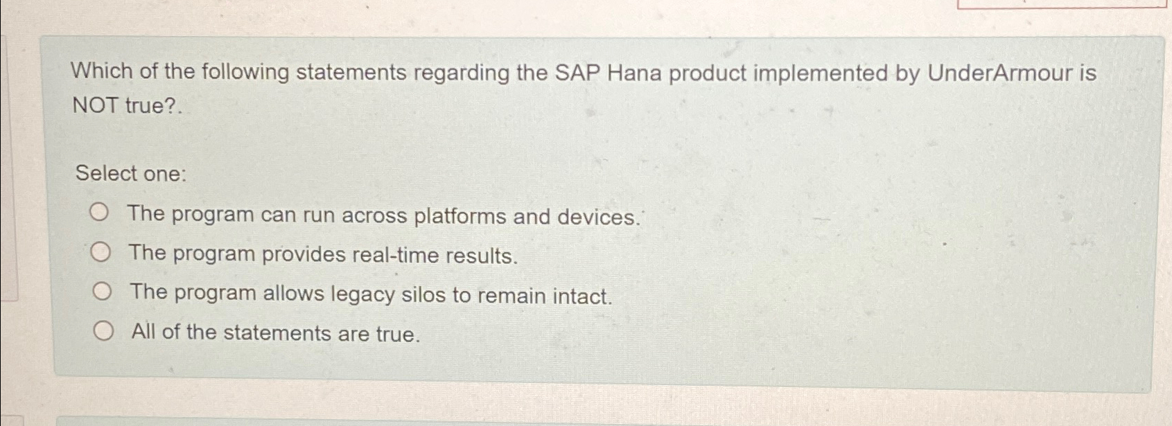 Solved Which of the following statements regarding the SAP | Chegg.com