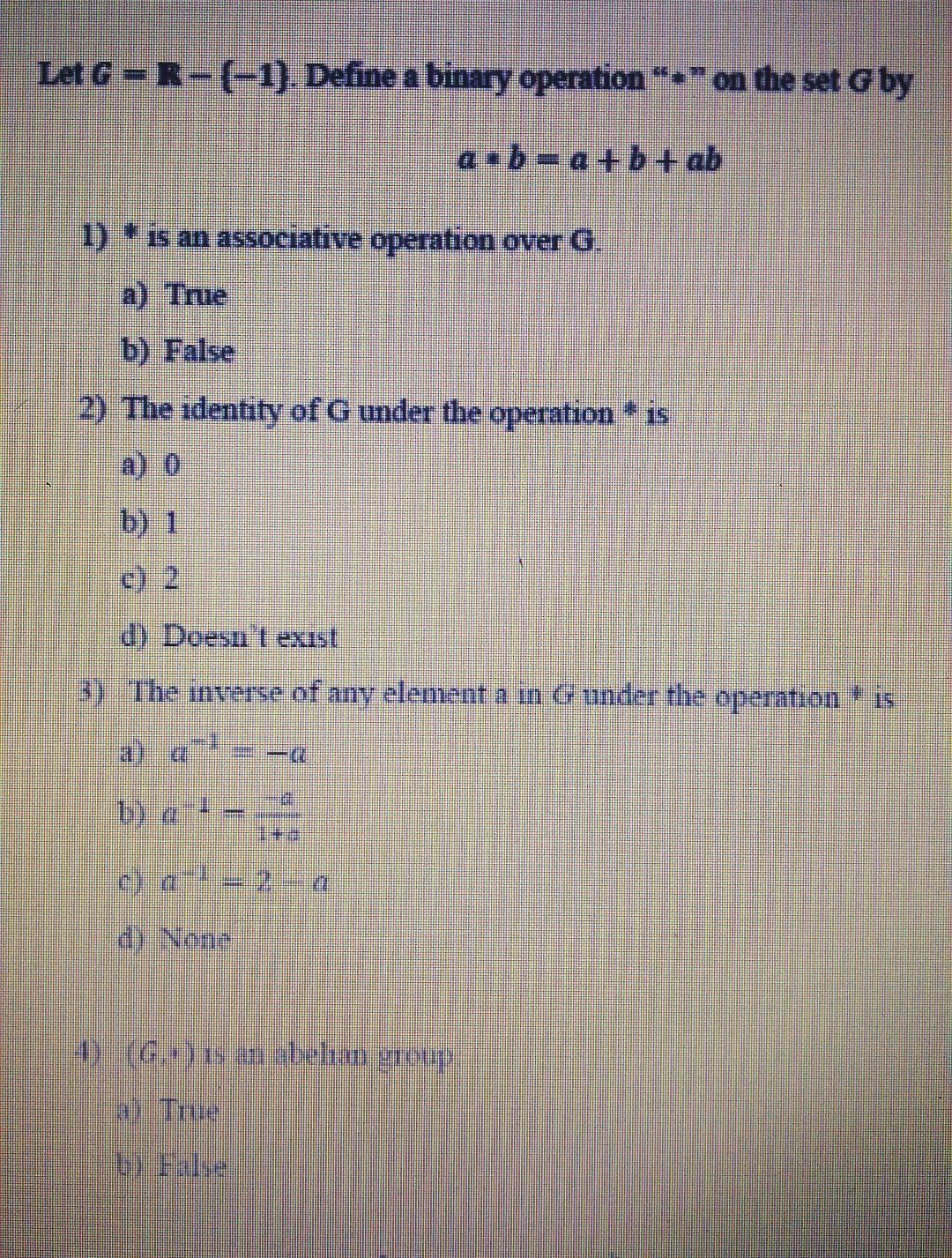 Solved Let G = R-(-1). Define a binary operation "•" on the | Chegg.com