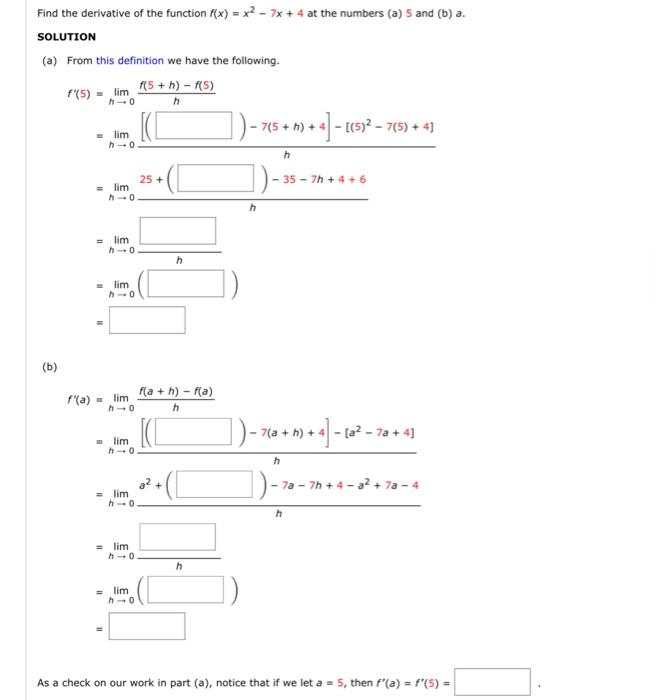 Solved Find the derivative of the function f(x) = x2 - 7x + | Chegg.com