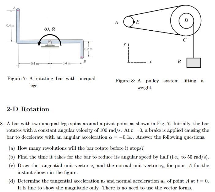 Solved 2-D Rotation 8. ﻿A bar with two unequal legs spins | Chegg.com