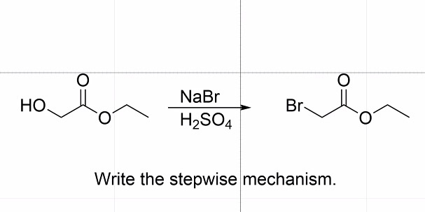 Solved O O НО. NaBr H2SO4 Br io Write the stepwise | Chegg.com