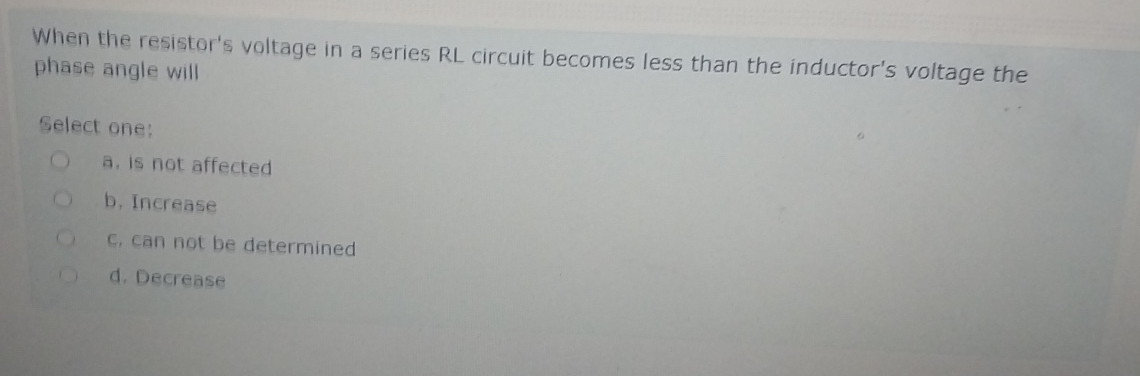 Solved When the resistor's voltage in a series RL circuit | Chegg.com