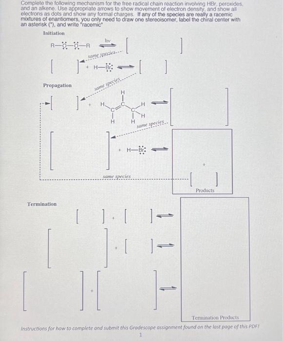 Solved Complete the following mechanism for the free radical | Chegg.com