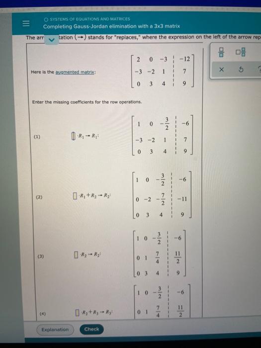 Solved O SYSTEMS OF EQUATIONS AND MATRICES = Completing | Chegg.com