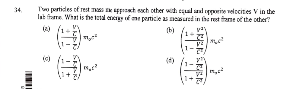 Solved Two particles of rest mass m0 ﻿approach each other | Chegg.com