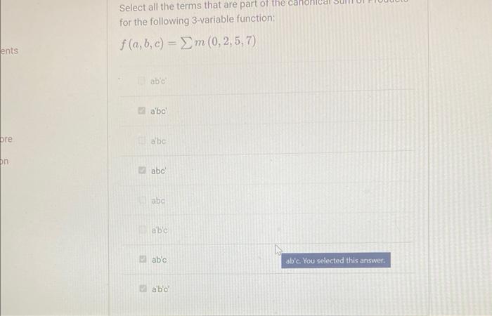 Solved Select all the terms that are part of th for the | Chegg.com
