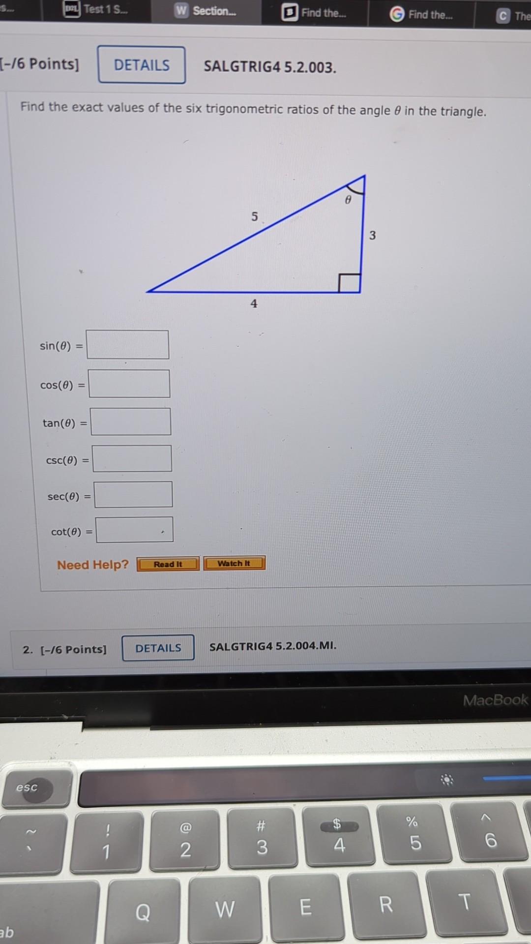Solved find exact values of the six trigonometric ratios of | Chegg.com