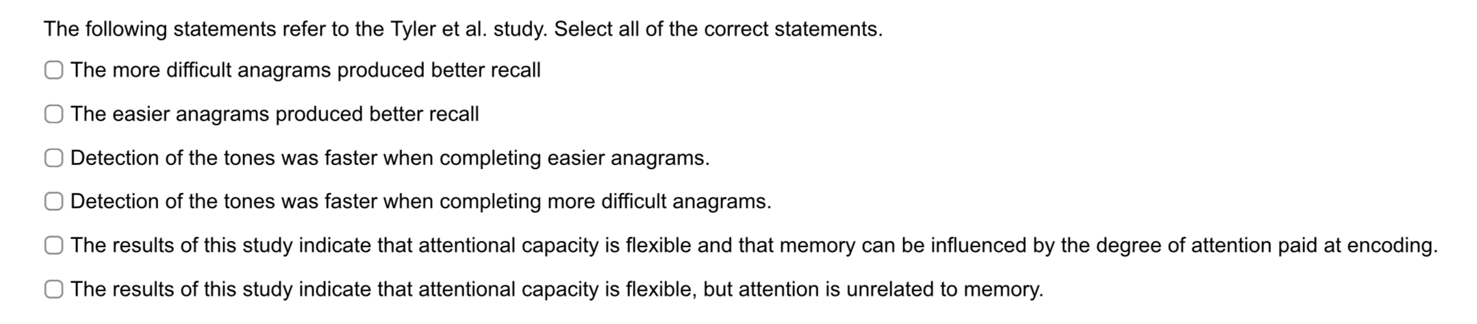 Solved The following statements refer to the Tyler et al. | Chegg.com