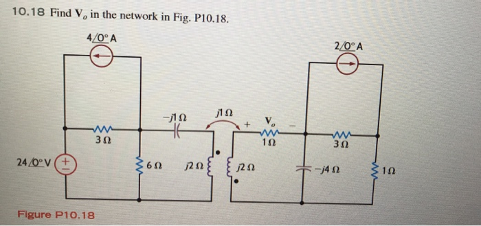 Solved 10.18 Find V, in the network in Fig. P10.18. 4/0° A | Chegg.com