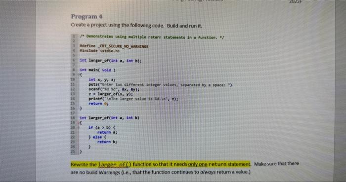 Solved Program 4 Create a project using the following code. | Chegg.com