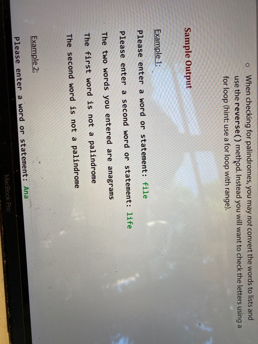 Solved TOMMY Write a program that takes in two words or | Chegg.com
