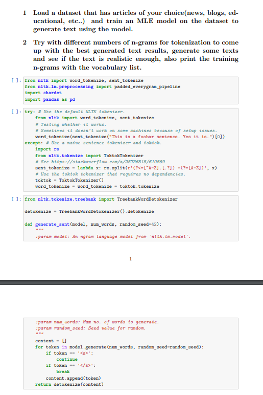 Solved 1 ﻿Load a dataset that has articles of your | Chegg.com