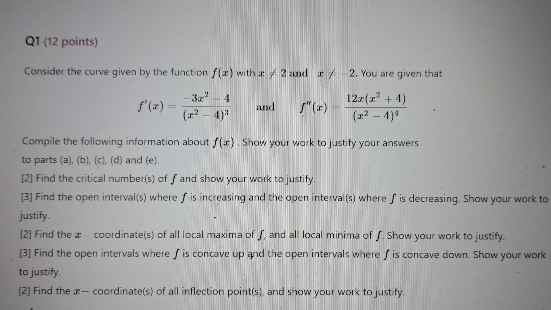 Consider the curve given by the function f(x) with | Chegg.com