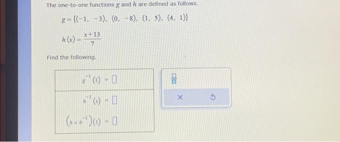 Solved The one-to-one functions g and h are defined as | Chegg.com