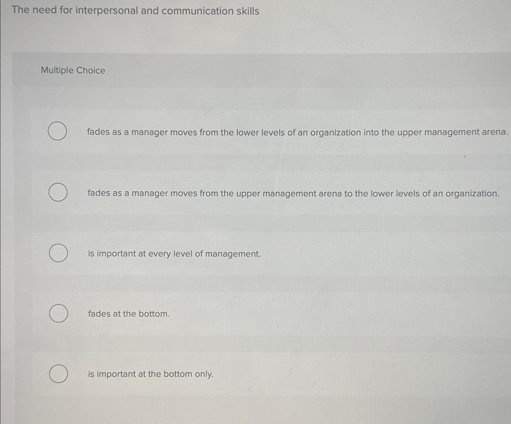 Solved The need for interpersonal and communication | Chegg.com