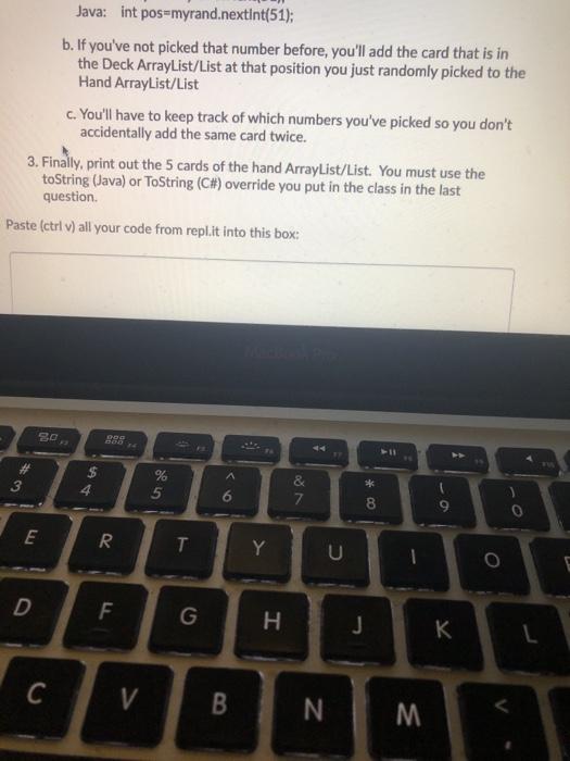 Solved 1. Create an ArrayList (java) or List (C#) called | Chegg.com
