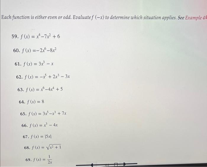 Solved Each function is either even or odd. Evaluate f(−x) | Chegg.com