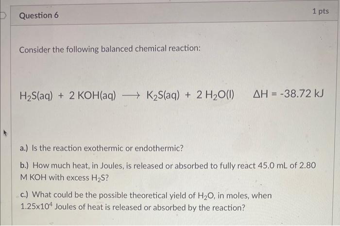 Solved Consider the following balanced chemical reaction: H2 | Chegg.com