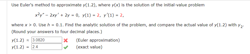 Solved Use Euler's method to approximate y(1.2), ﻿where y(x) | Chegg.com