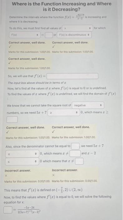 Solved Where is the Function Increasing and wnere is it | Chegg.com