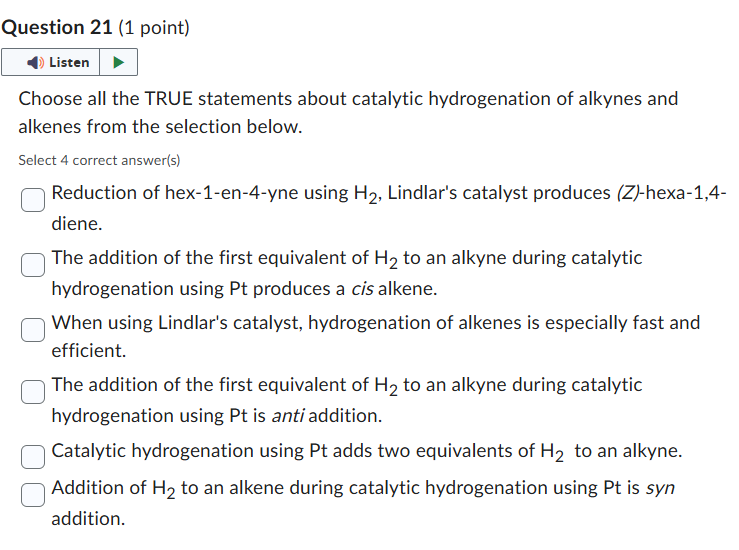 Solved Question 21 (1 ﻿point)Choose all the TRUE statements | Chegg.com