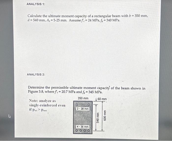 Calculate the ultimate moment capacity of a | Chegg.com