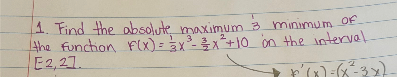 Solved Find the absolute maximum 3 ﻿minimum of the function | Chegg.com