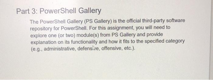 Solved art 3: PowerShell Gallery The PowerShell Gallery (PS | Chegg.com