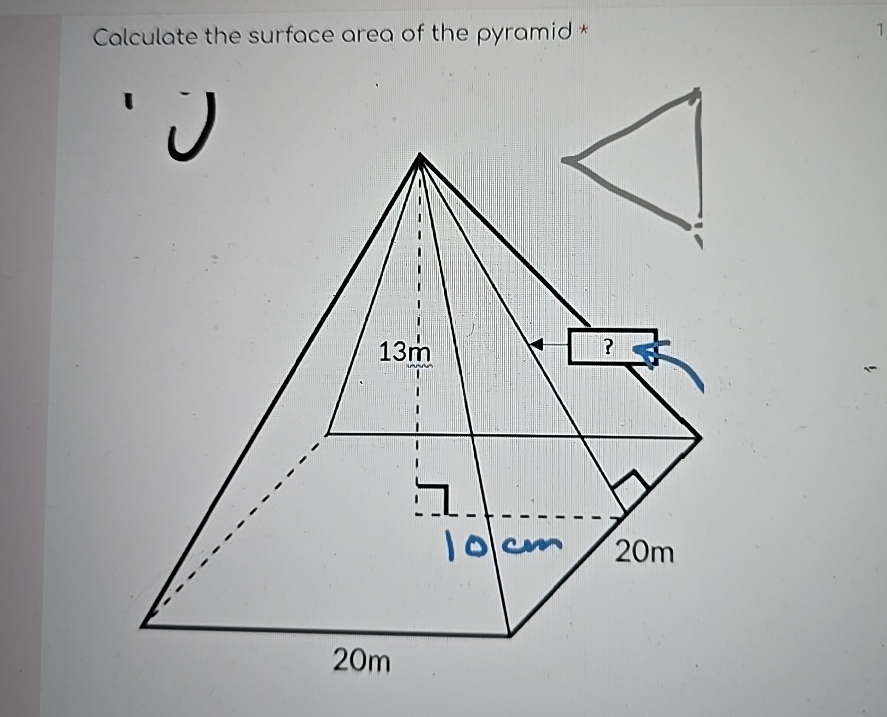 Solved Calculate the surface area of the pyramid * | Chegg.com