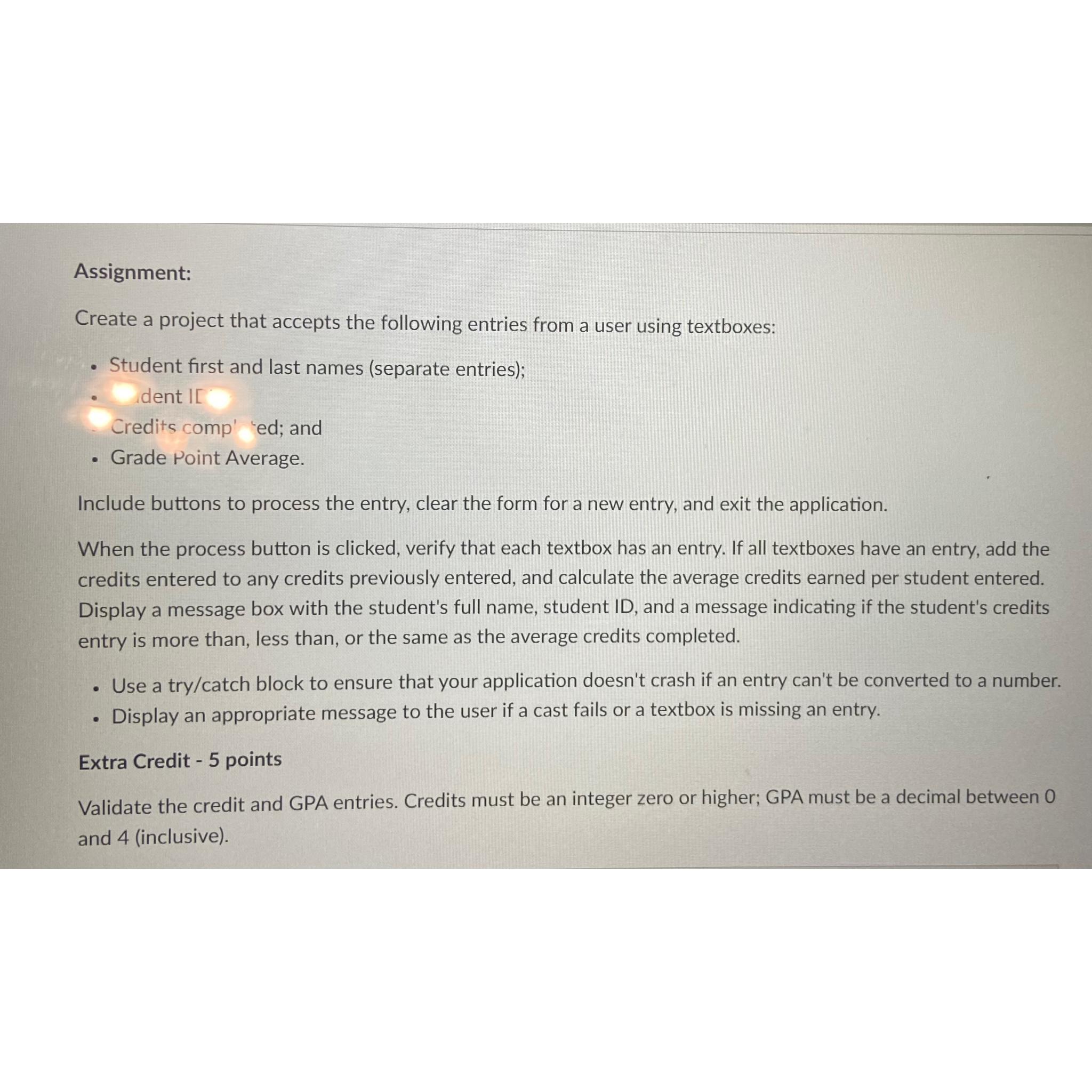 Solved Assignment: Using C# Create a project that accepts | Chegg.com