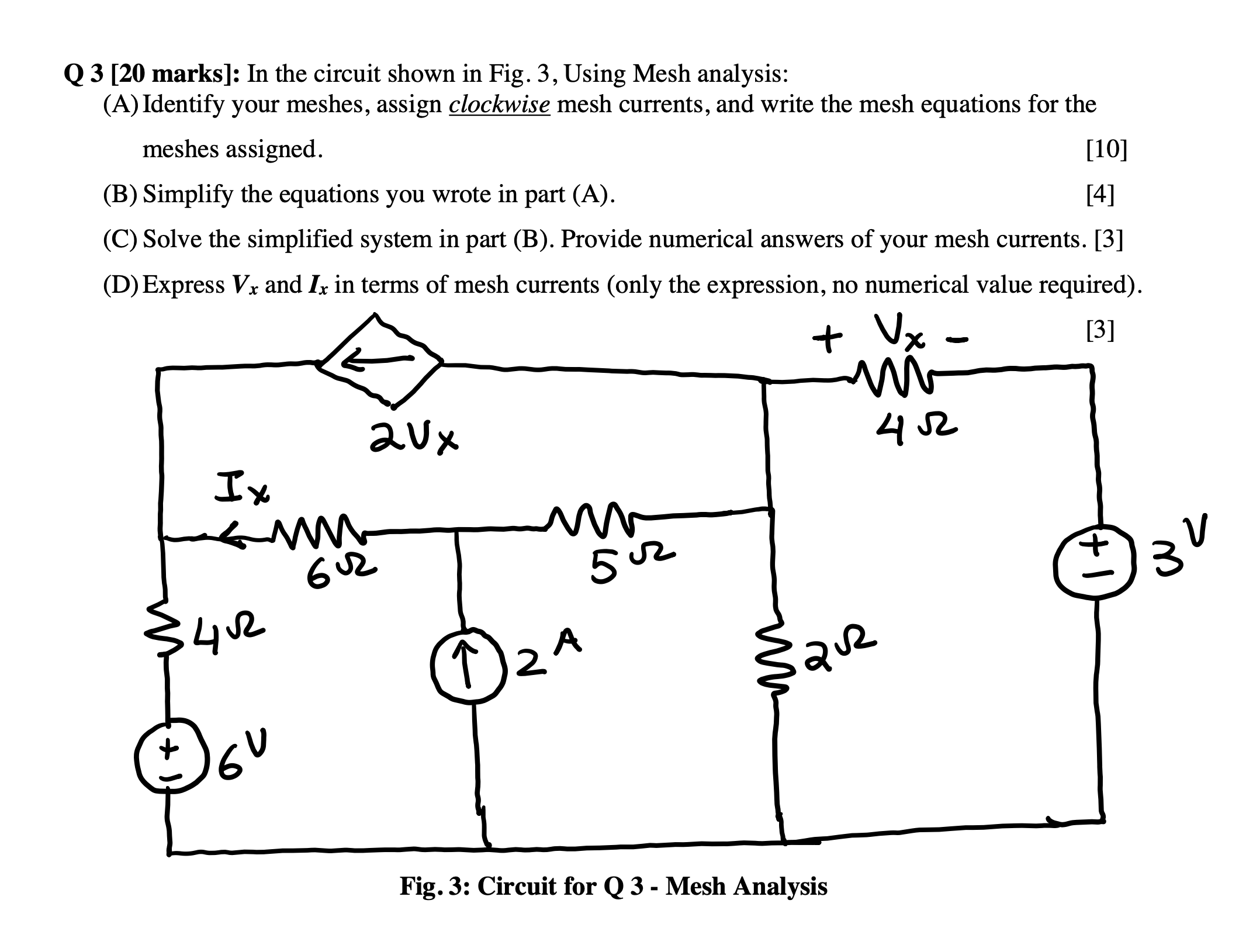 Solved Q 3 [20 ﻿marks]: In the circuit shown in Fig. 3, | Chegg.com