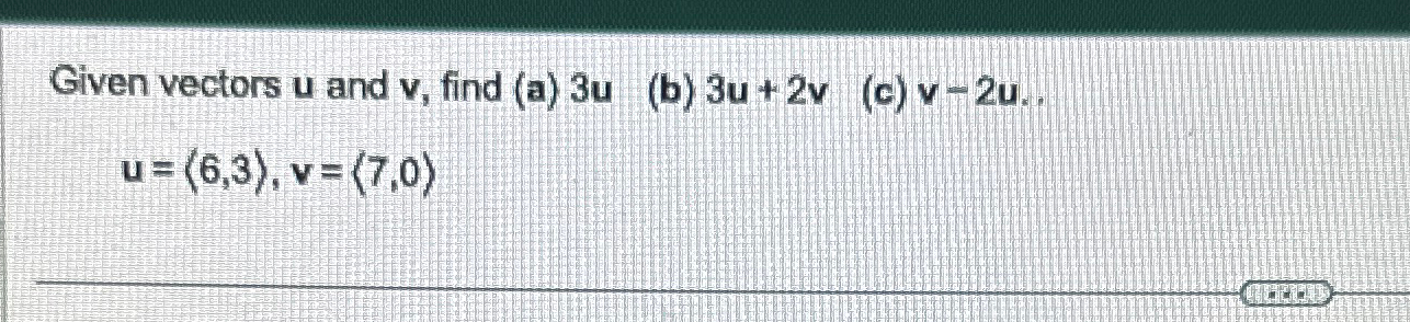 Solved Given vectors u ﻿and v, ﻿find | Chegg.com