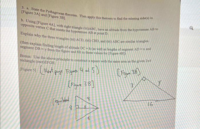 Solved 3. a. State the Pythagrocan theorem. Then apply this | Chegg.com