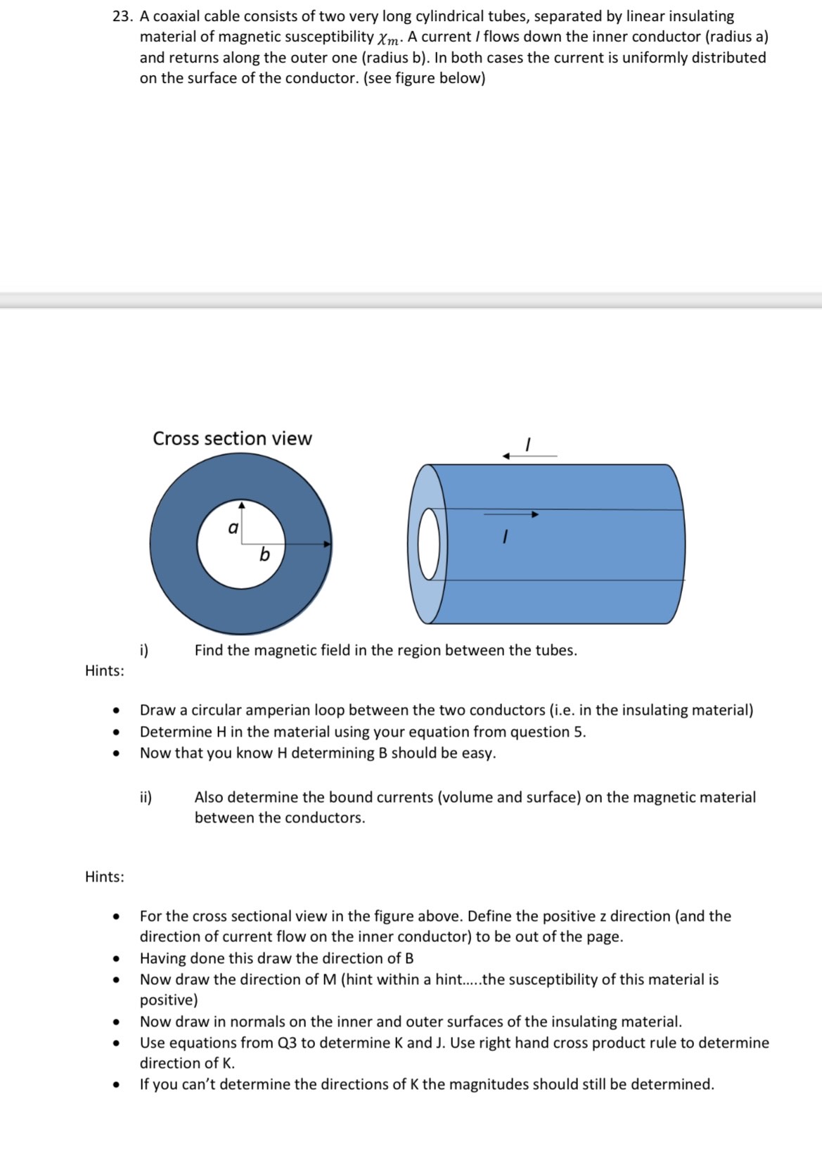 Solved part (ii) ﻿important ...A coaxial cable consists of | Chegg.com