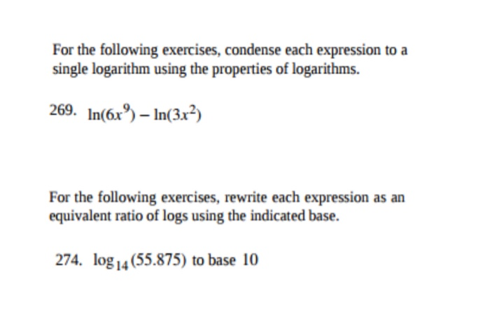 Solved For the following exercises, condense each expression | Chegg.com