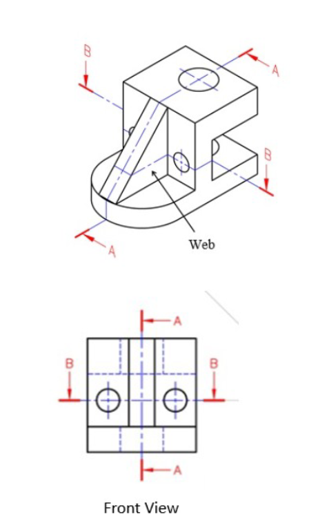 Solved Pictorial and Front views are shown.Draw the Section | Chegg.com