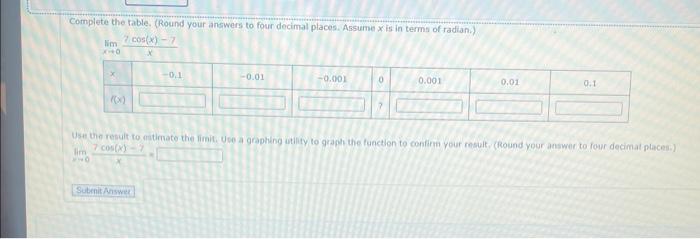 Solved Complete the table. (Round your answers to four | Chegg.com