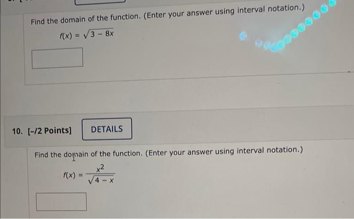 Solved Find the domain of the function. (Enter your answer | Chegg.com