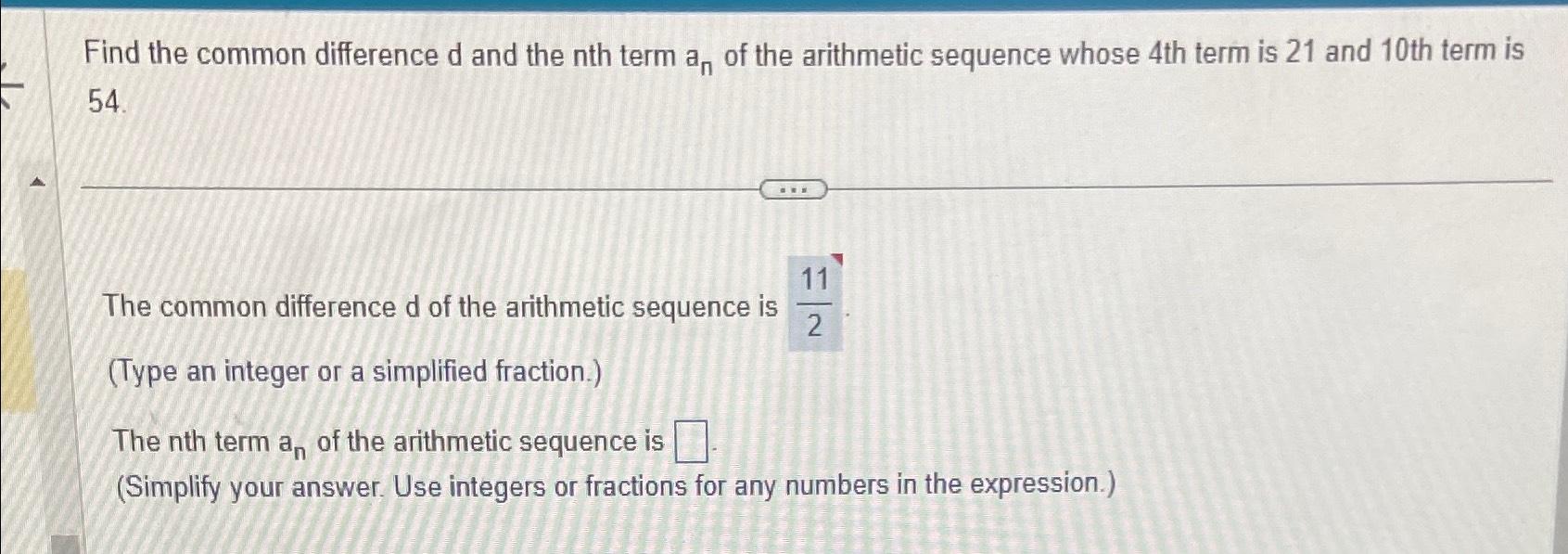 Solved Find the common difference d ﻿and the nth term an ﻿of | Chegg.com