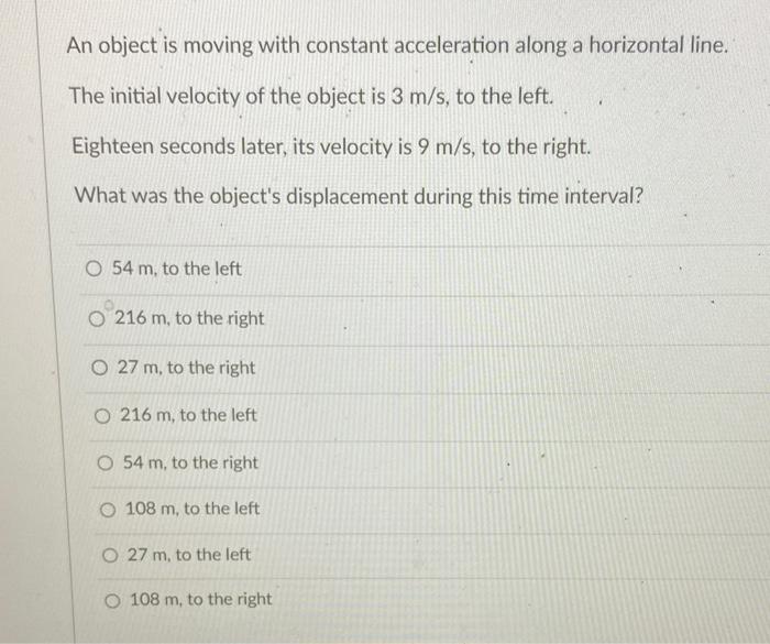 Solved An object is moving with constant acceleration along | Chegg.com