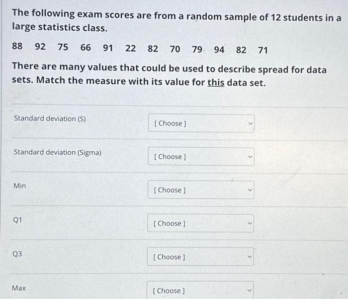Solved The following exam scores are from a random sample of | Chegg.com