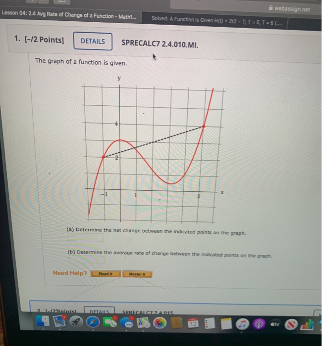 Solved: Lesson 04:24 Avg Rate Of Change Of A Function - Ma... | Chegg.com